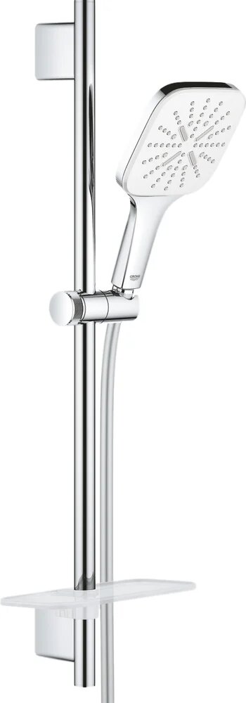 Душевой гарнитур Grohe Rainshower SmartActive 26584LS0 белый, хром, матовый, глянцевый, латунный, 3 режима струи, лейка для душа со шлангом и штангой, с функцией экономии воды
