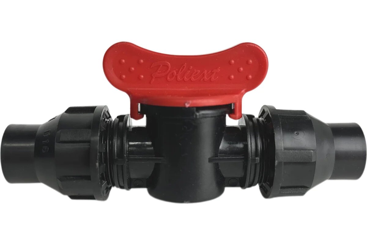 Poliext проходной компрессионный кран 16x16 PN6 07070015 для труб водоснабжения