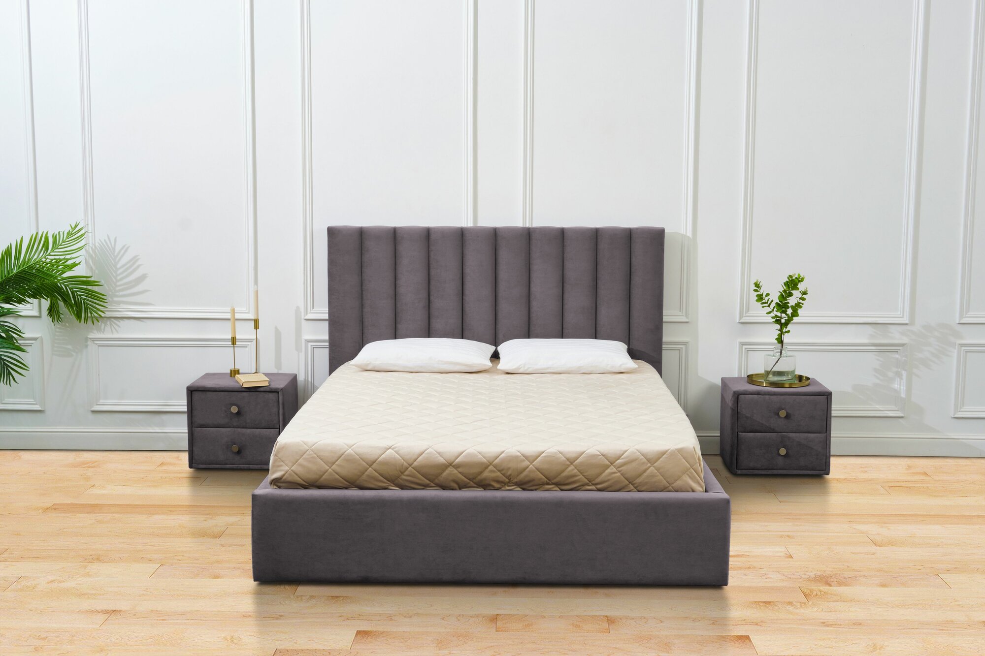 Двуспальная кровать Милан Мини с подъемным механизмом, микровелюр антивандальная 180х200 фабрика Микс-Интерьер