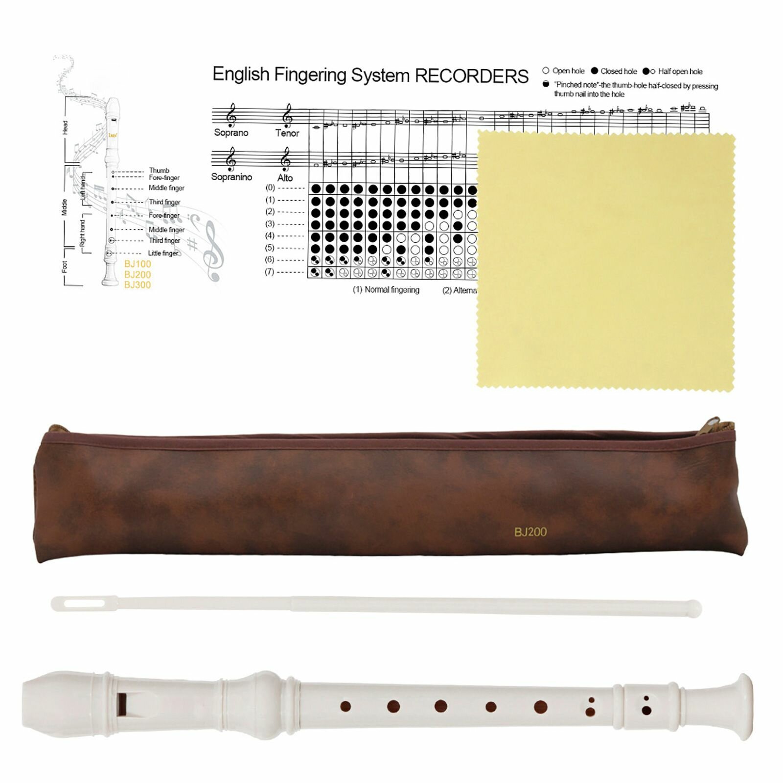 Сопрано рекордер барокко кларнет с инструкциями по графике для пальцев B Ключевая флейта