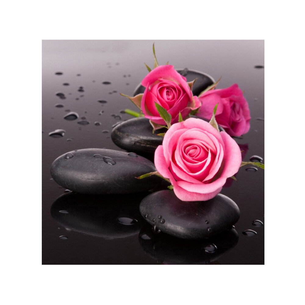 DIY 5D Diamond Painting Pink Rose Rhinestone Embroidery Full Drill Gem Pictures Wall Art Craft and Home Decoration, Round Diamond, Canvas Size 30*30 cm, 11.8*11.8 inches, Package Size 30*10*3 cm, Net Weight 53g, Gross Weight 58g, 1 PC Canvas, 8 Pack