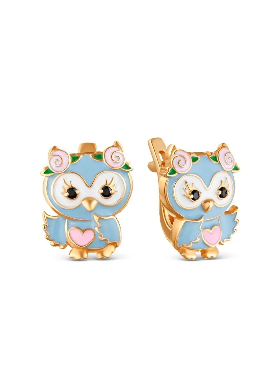 Серьги, серебро, 925 проба, фианит, эмаль