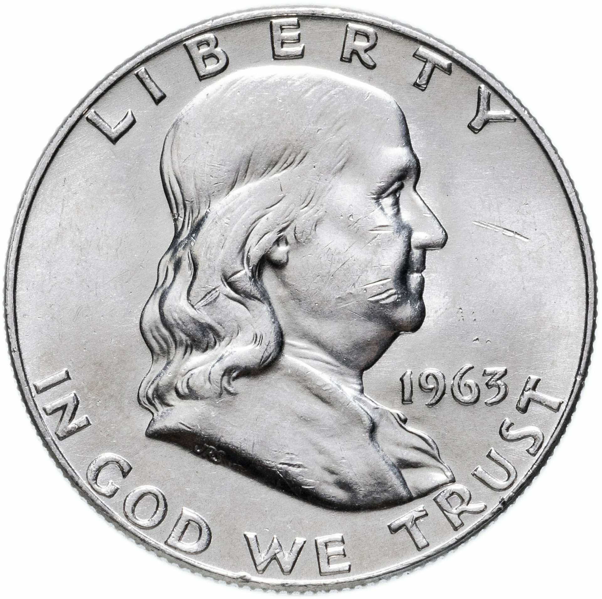 США 50 центов 1/2 доллара, half dollar 1948-1963 "Бенджамин Франклин", Серебро 900, в сохранности UNC