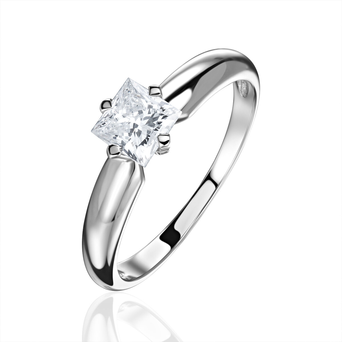 Кольцо, белое золото, 585 проба, бриллиант выращенный