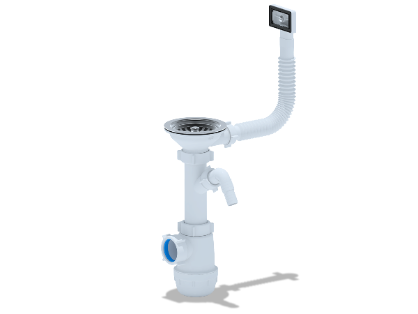 Сифон Ани 31/2" х 40 грот с гибким пер. и отводом для стир. машины A1045S (10) Ани пласт