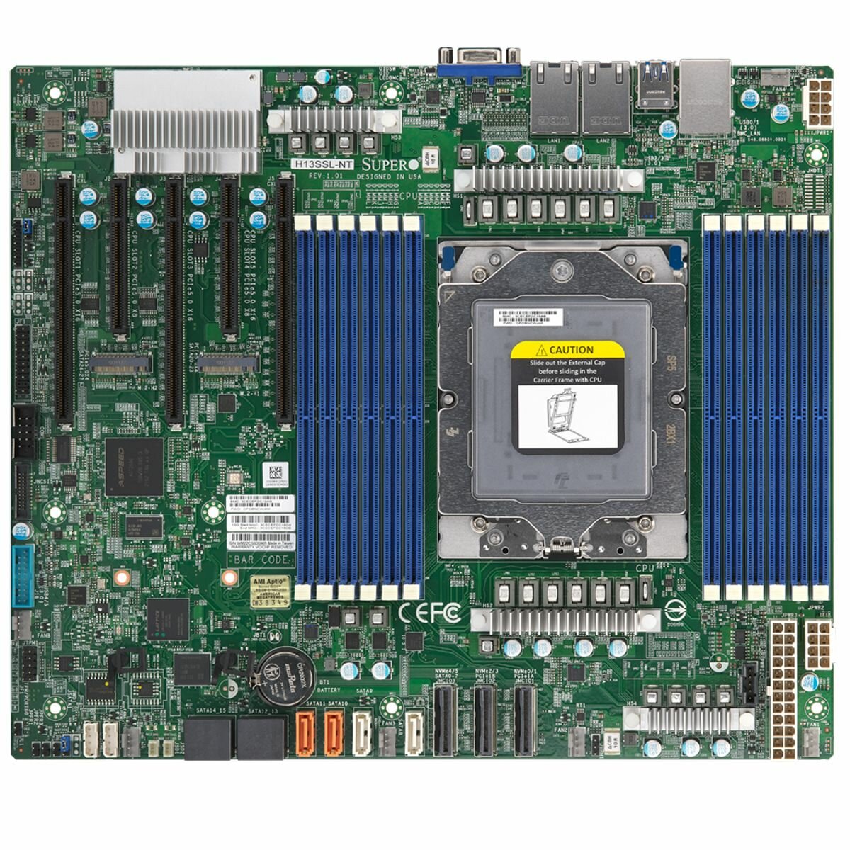 Материнская плата SuperMicro MBD-H13SSL-NT-B, SP5, SoC (System on Chip), ATX, RTL (MBD-H13SSL-NT-B)