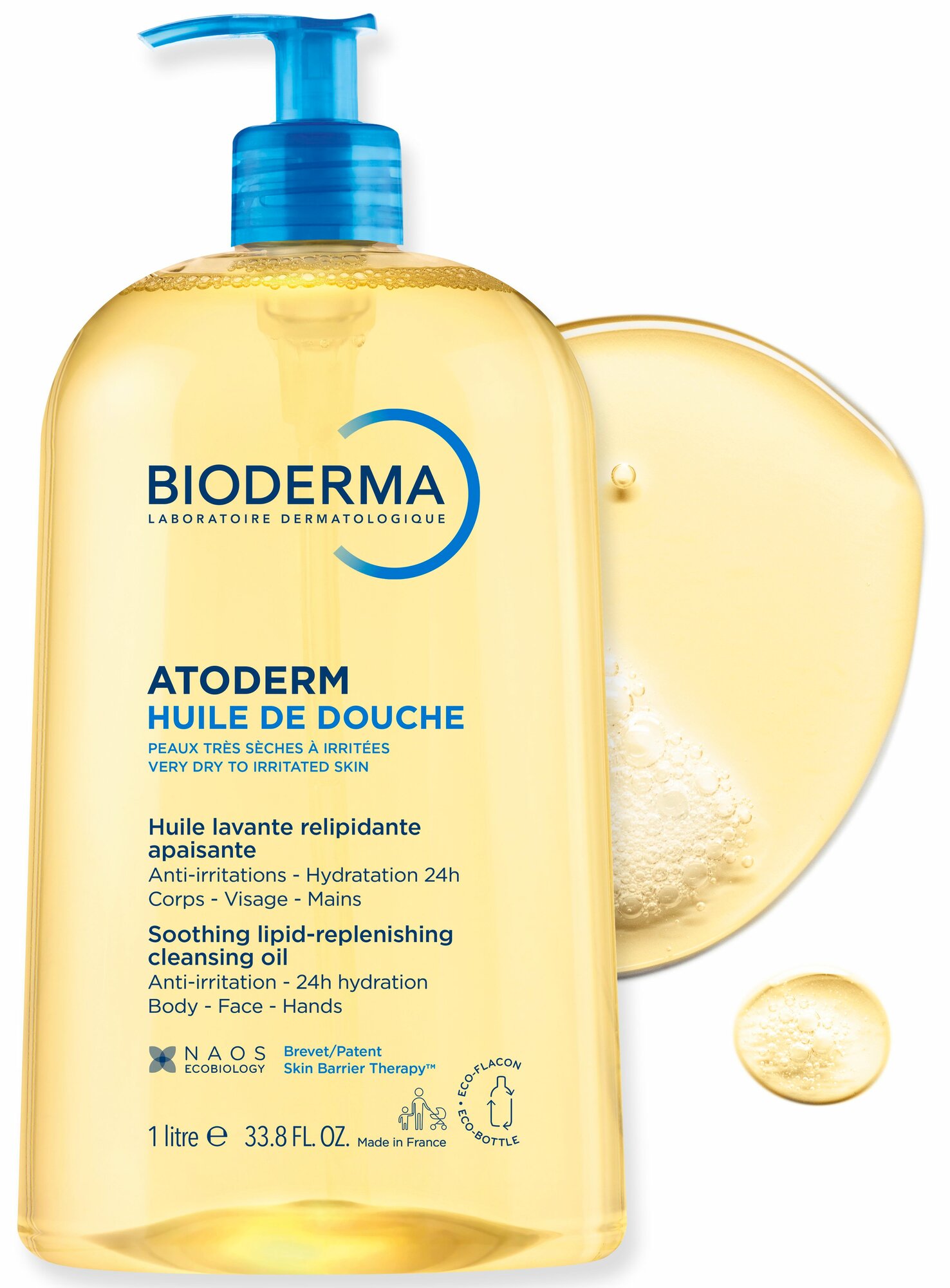 Масло для душа Bioderma Atoderm, гипоаллергенное, для лица и тела, 1 л