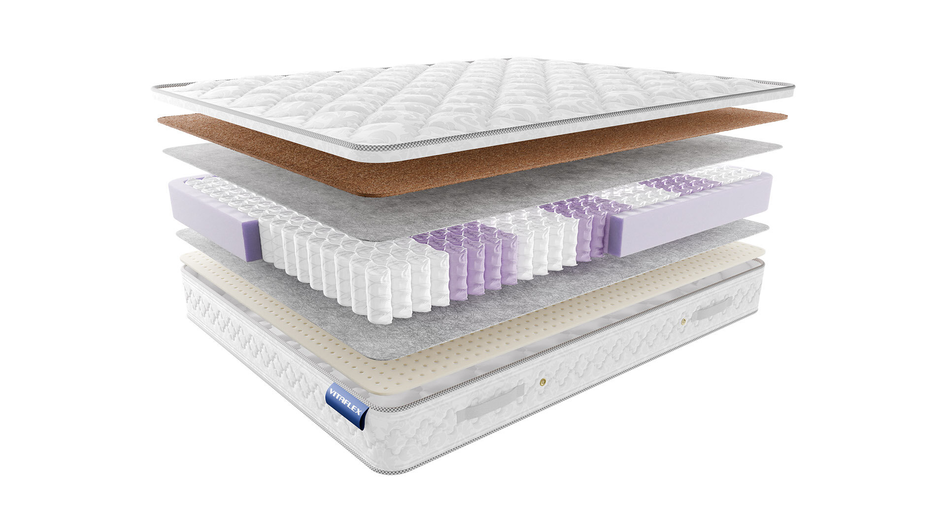 Матрас Vitaflex Hard-Easy 140х200 серии Simple высота 22 см анатомический средней жесткости мягкий кокосовый латексный