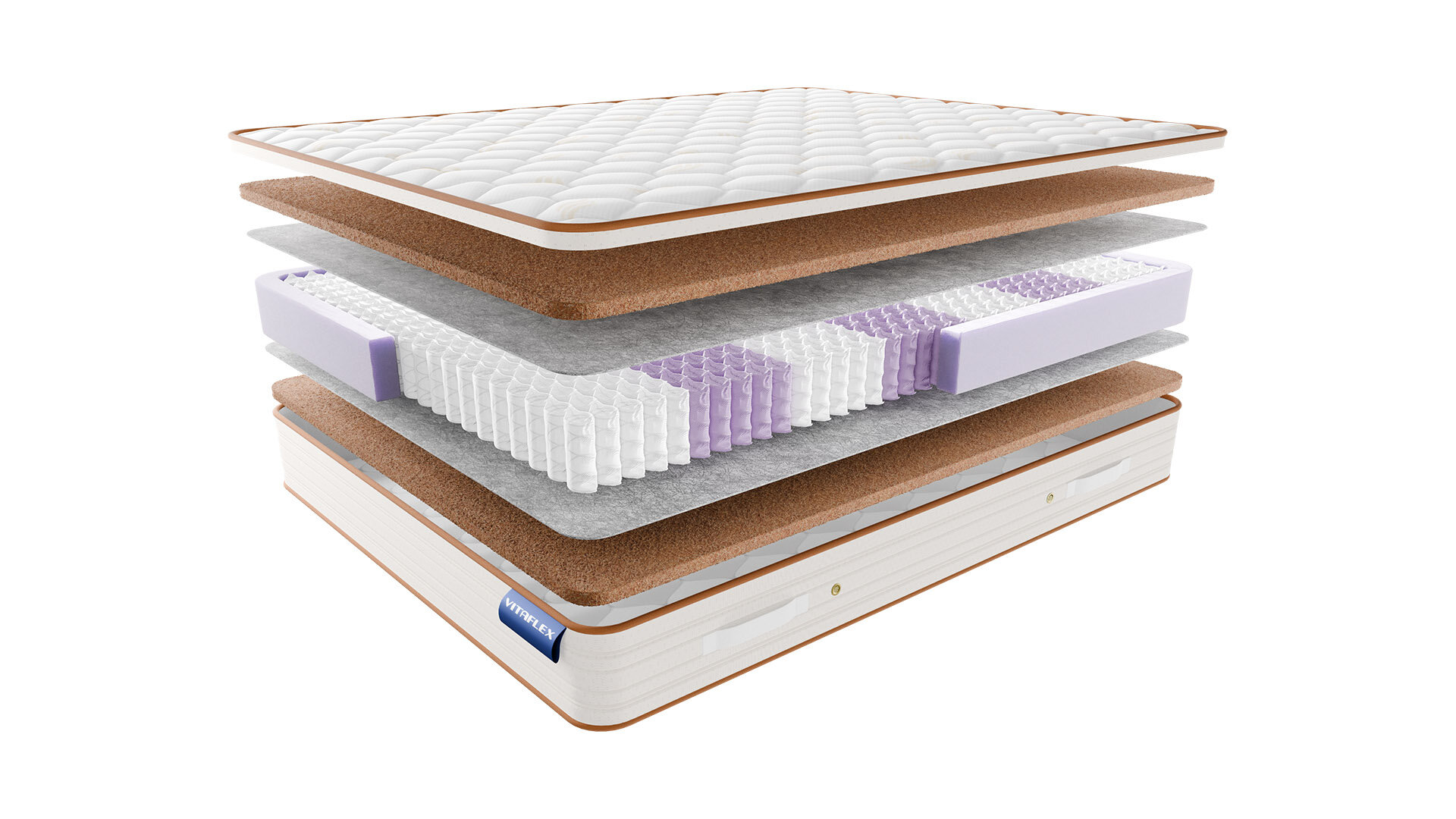 Матрас Vitaflex Hard 3 S1000 140х195 серии Nature высота 23 см анатомический жесткий кокосовый Независимые пружины