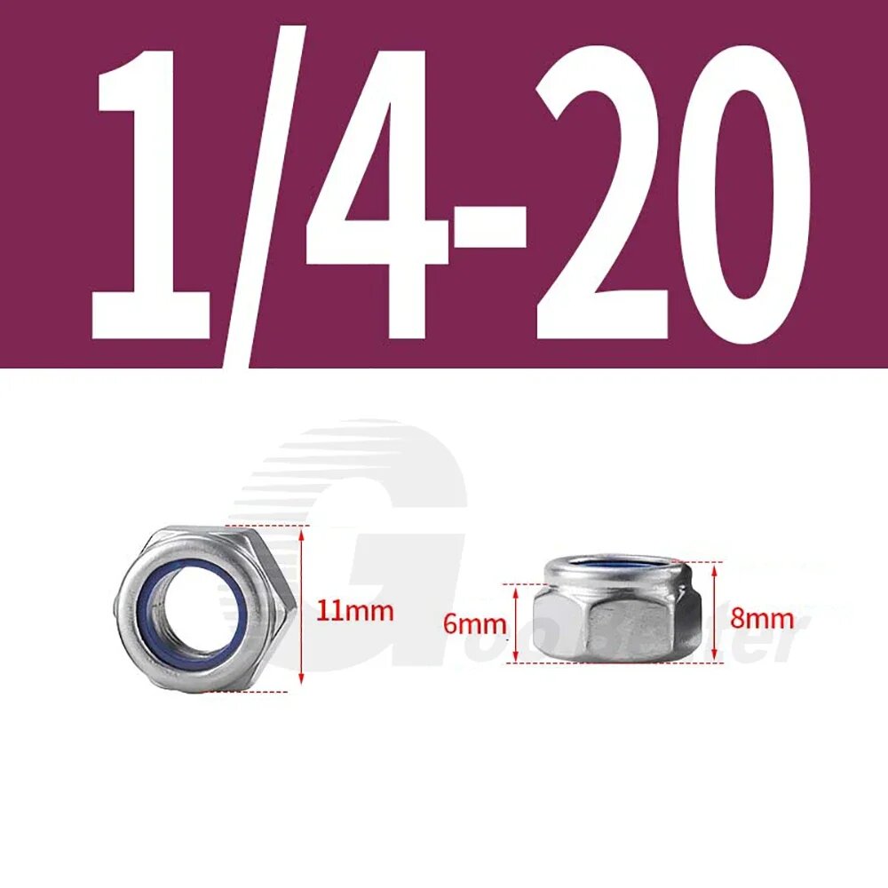 Нержавеющие самоблокирующие гайки UNC 5/10/20 шт 10 Pcs, 1I4 - 20mm