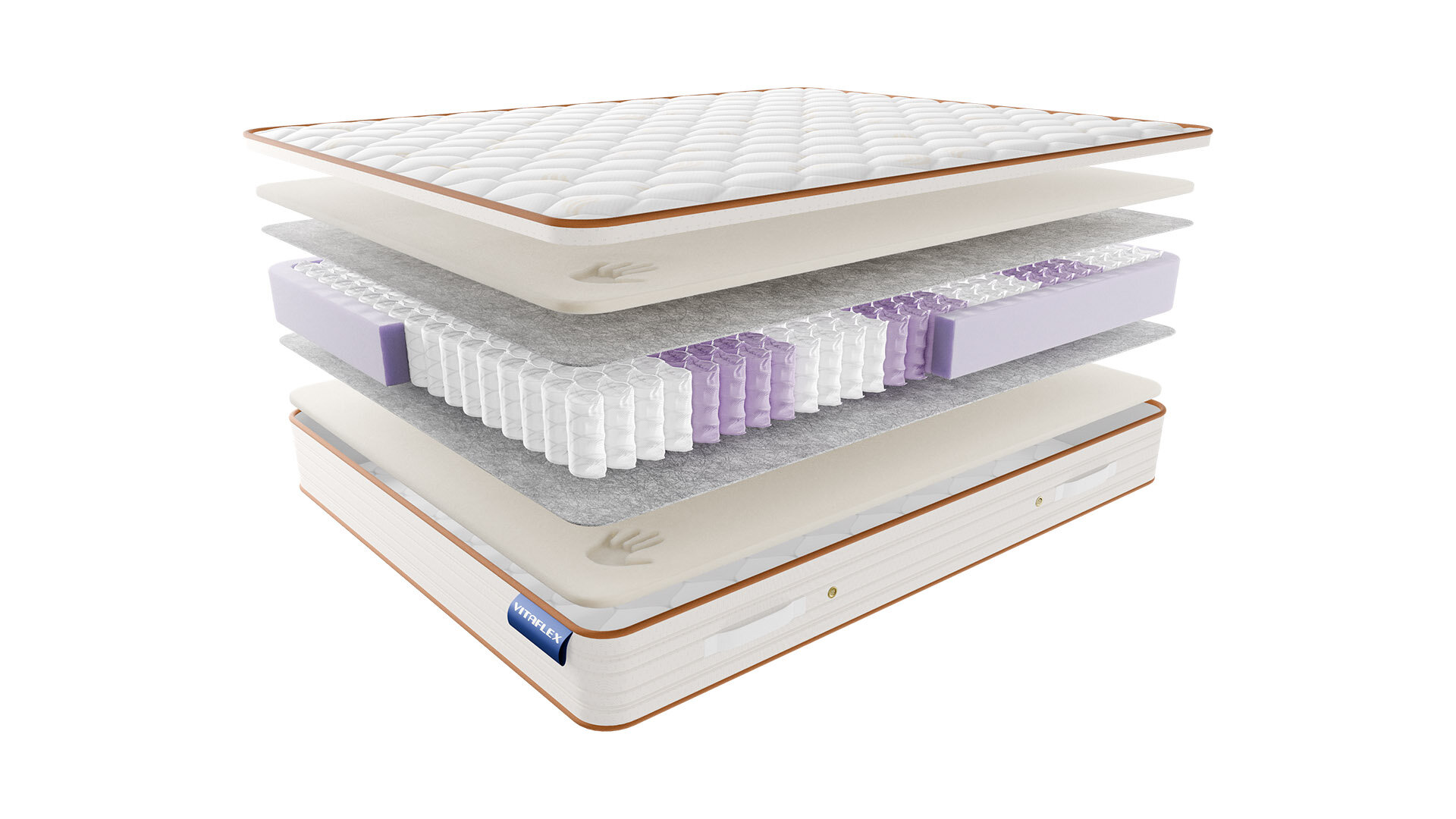 Матрас Vitaflex Visco S500 140х200 серии Nature высота 21 см анатомический мягкий Независимые пружины