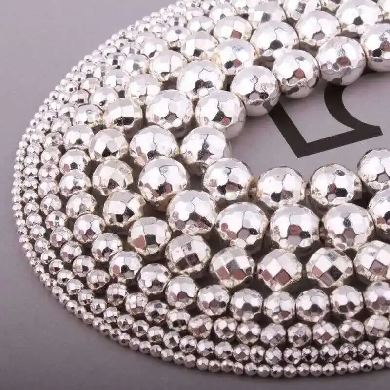 Граненые бусины из гематита jbyzbsm 4/6/8/10 мм Серебряный, 2mm approx 200pcs, Silver Hematite