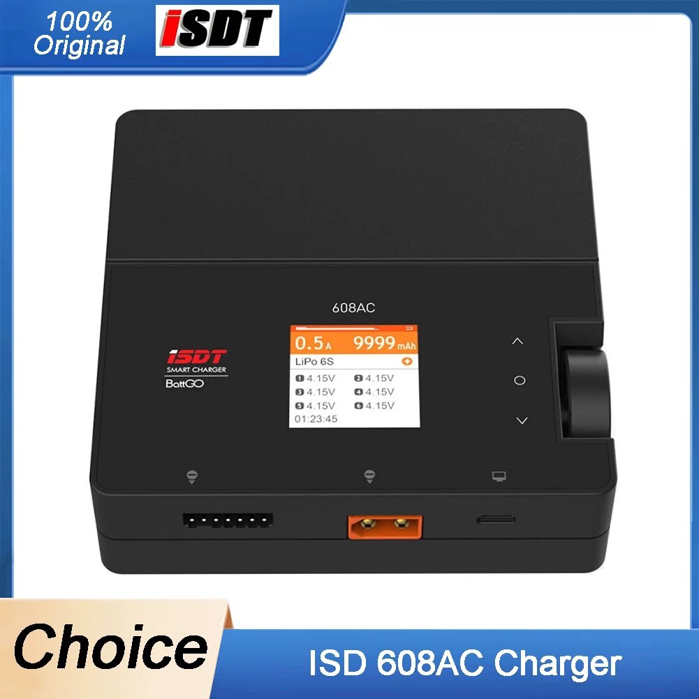 ISDT 608AC AC 60 Вт постоянного тока 200 Вт 8A BattGo умное зарядное устройство разрядник со съемным источником питания