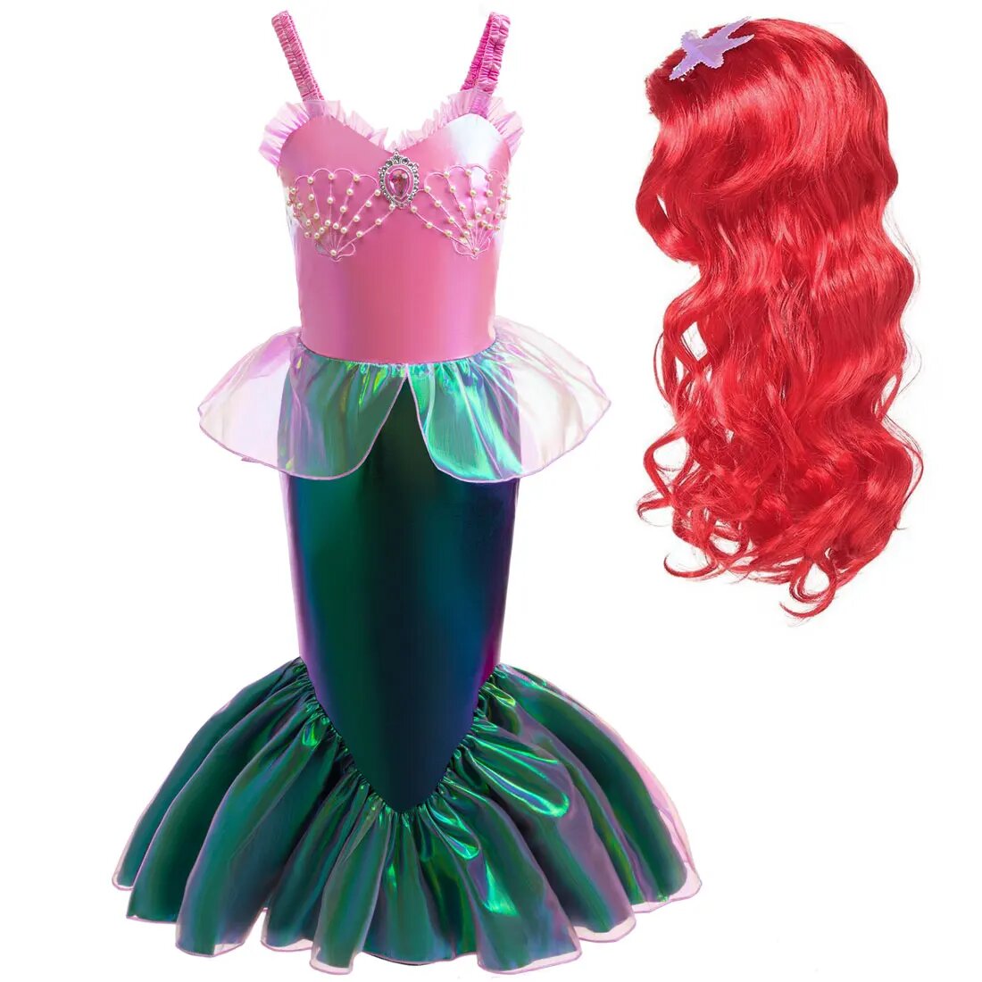 Платье Русалочка Disney для девочки 5-6T(130CM), Pink Mermaid Set 6