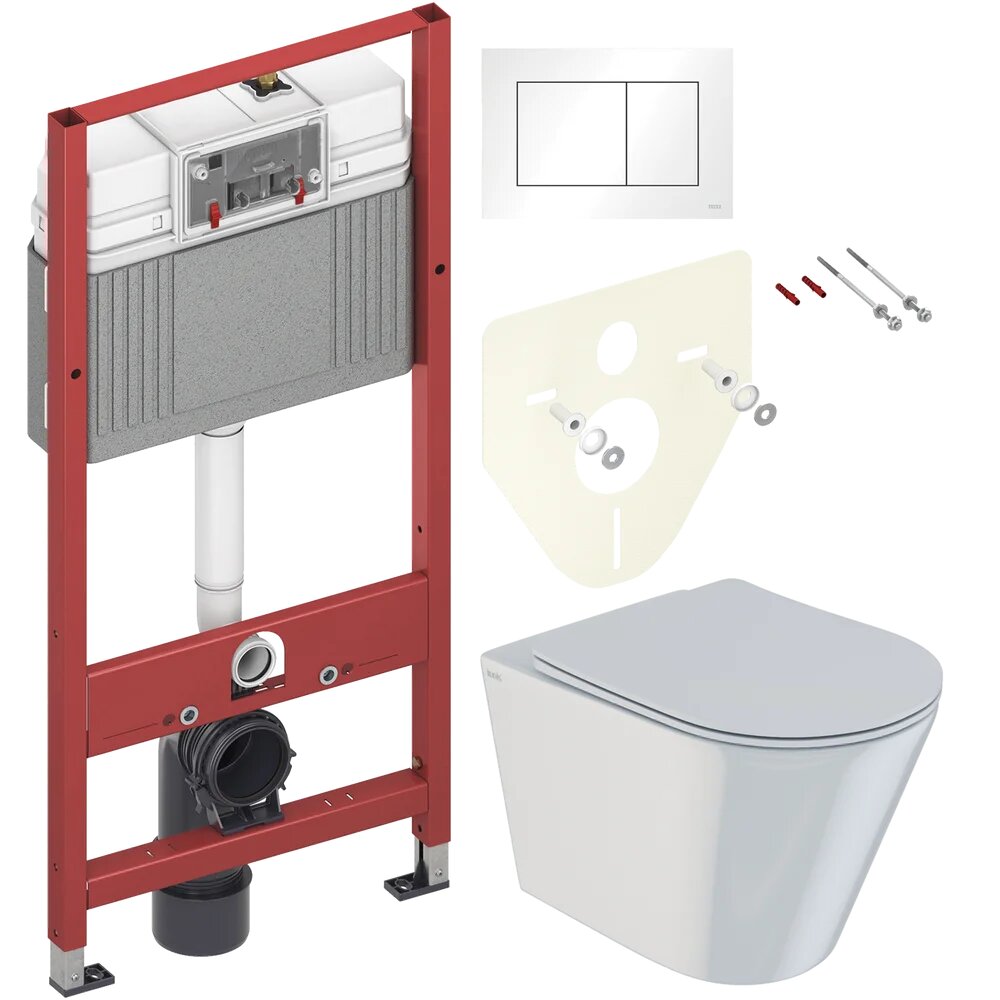 Комплект 2 в 1 Унитаз подвесной IDDIS Calipso CALRDSEI25 / Инсталляция с кнопкой TECE Base 9400413