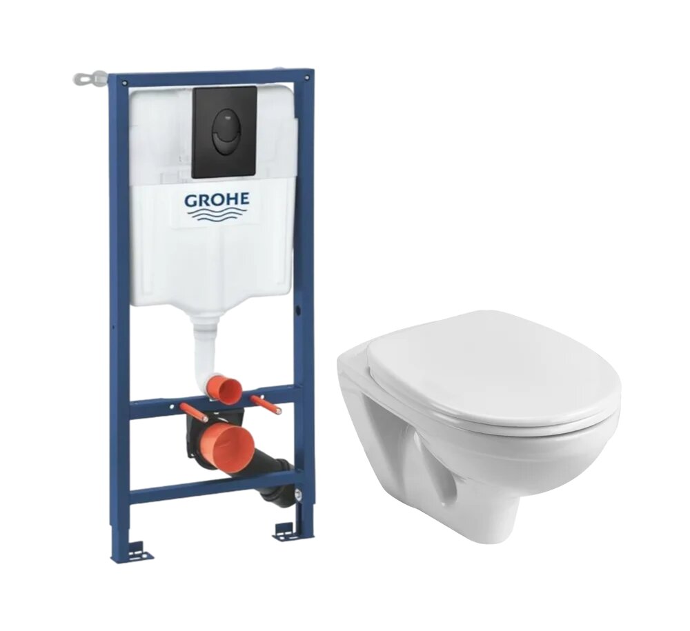 Комплект 2 в 1 Унитаз подвесной Santek Бореаль 1WH301977 / Инсталляция с кнопкой Grohe Rapid SL 1000044 цвет черный