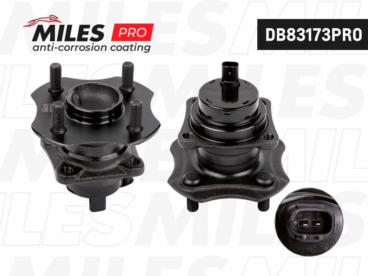 MILES Ступица колеса с подшипником задняя с ABS (серия PRO с антикоррозийным покрытием), TOYOTA COROLLA IX-X E120/150/PRIUS 00-07. DB83173PRO