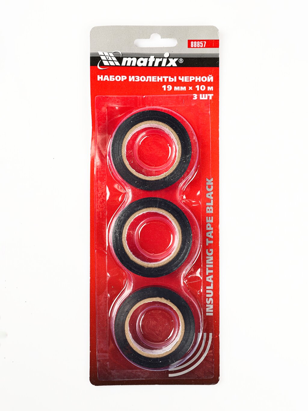 Изолента 19 мм х 10 м "MATRIX" (черный) (набор, 3 шт.)