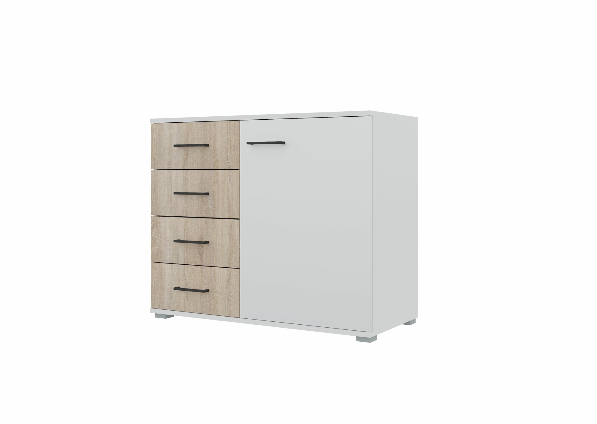 Комод NOVA цвет Белый и Дуб Сонома ширина 90 см с ящиками и полкой для спальни для гостиной