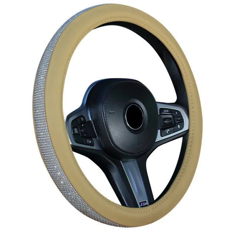 Чехол на руль автомобиля со стразами, кожаный блестящий кристалл и бриллиант, защита рулевого 08