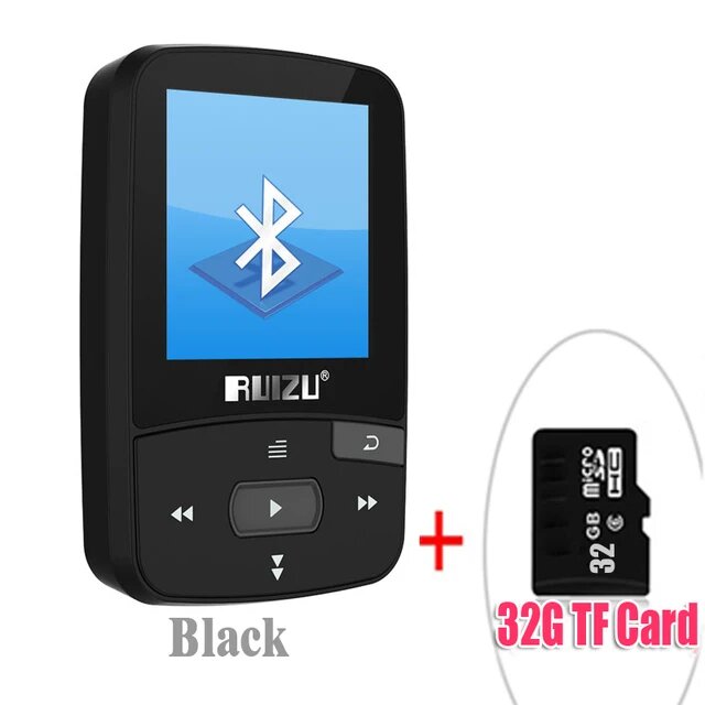 RUIZU X50 Bluetooth MP3-плеер 8 ГБ, BlackWith32GBTFcard, 8 ГБ