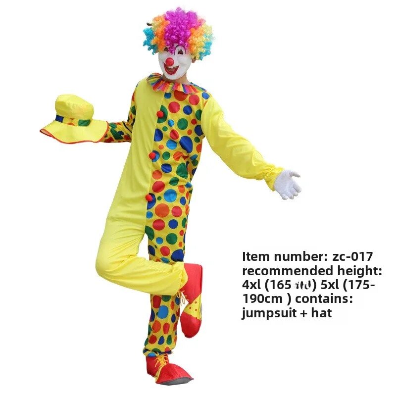 Костюмы клоуна Радужного клоуна для взрослых 4XL, ZC-017