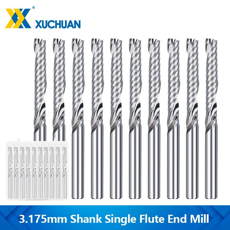 XUCHUAN фрезы для ЧПУ 10 шт, DRLX317513M, 3,175 мм, карбид, для дерева, пластика, 10PCS-3.175x17mm