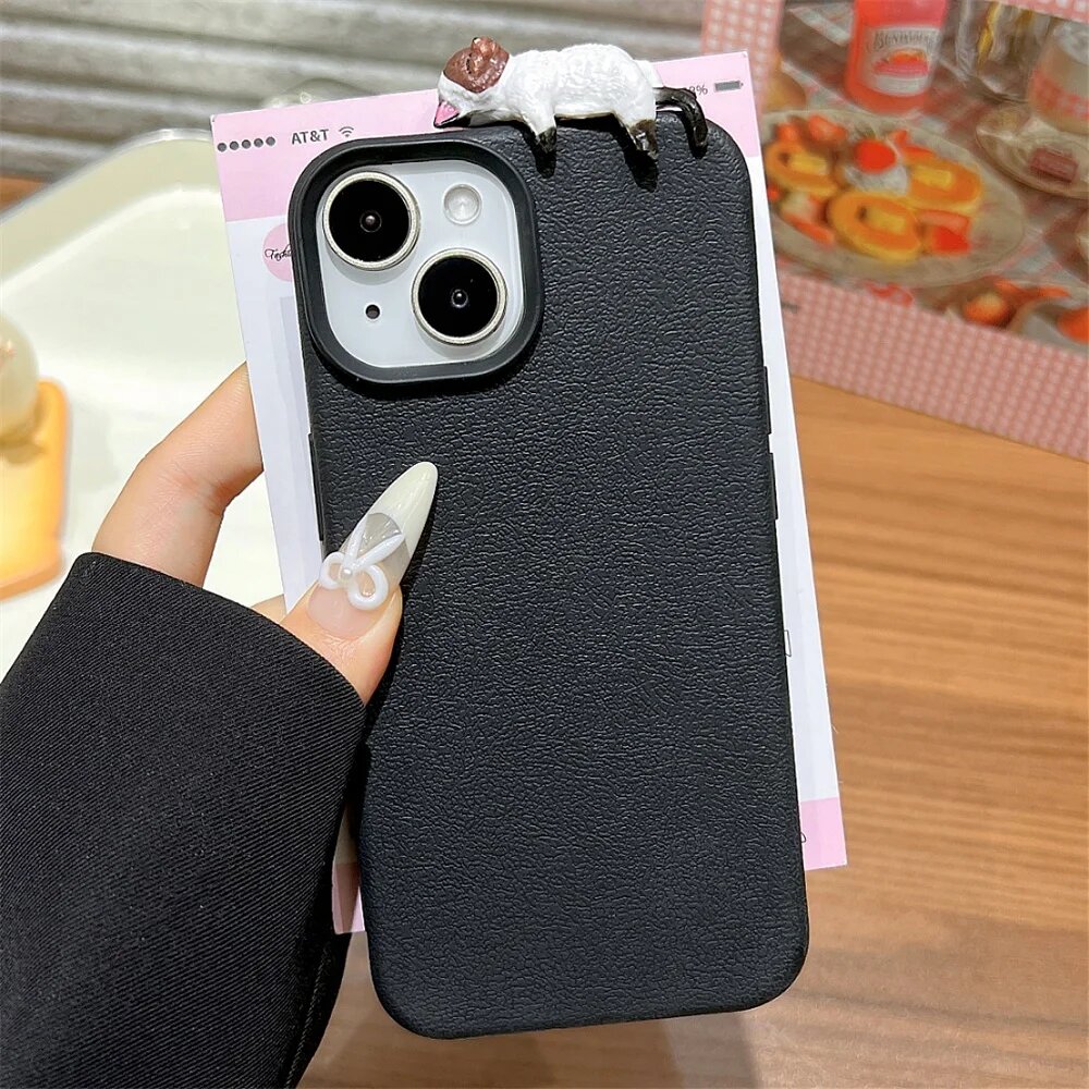 3D чехол для iPhone 14 с котиком, черный SP61