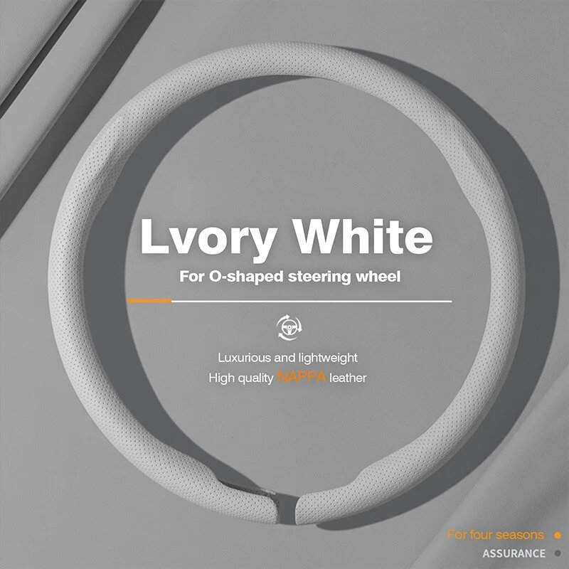 Кожаный чехол на руль автомобиля Nappa для Hyundai Kona Tucson I10 I20 I30 I40 Getz Lvory White-O