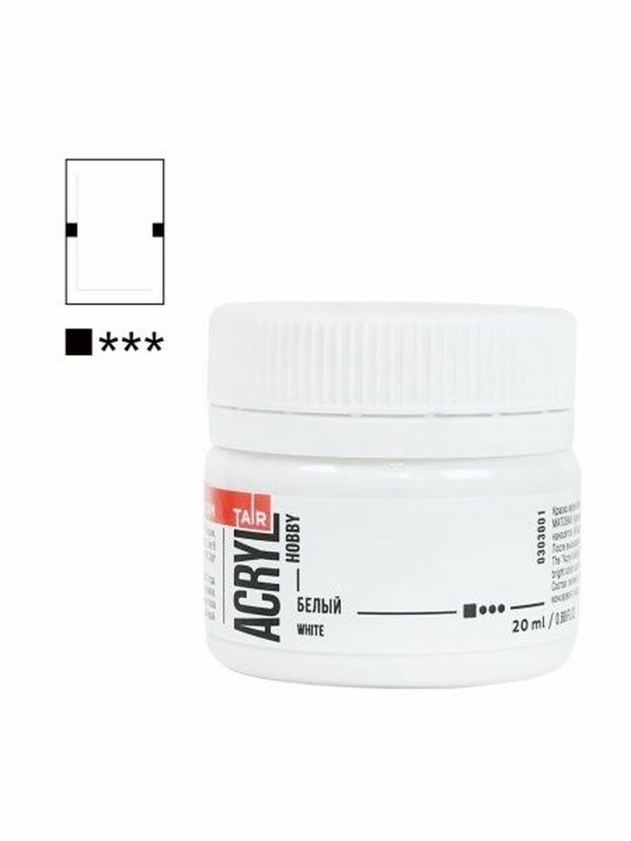 Таир Краска акриловая Акрил Хобби, 20 мл, белый