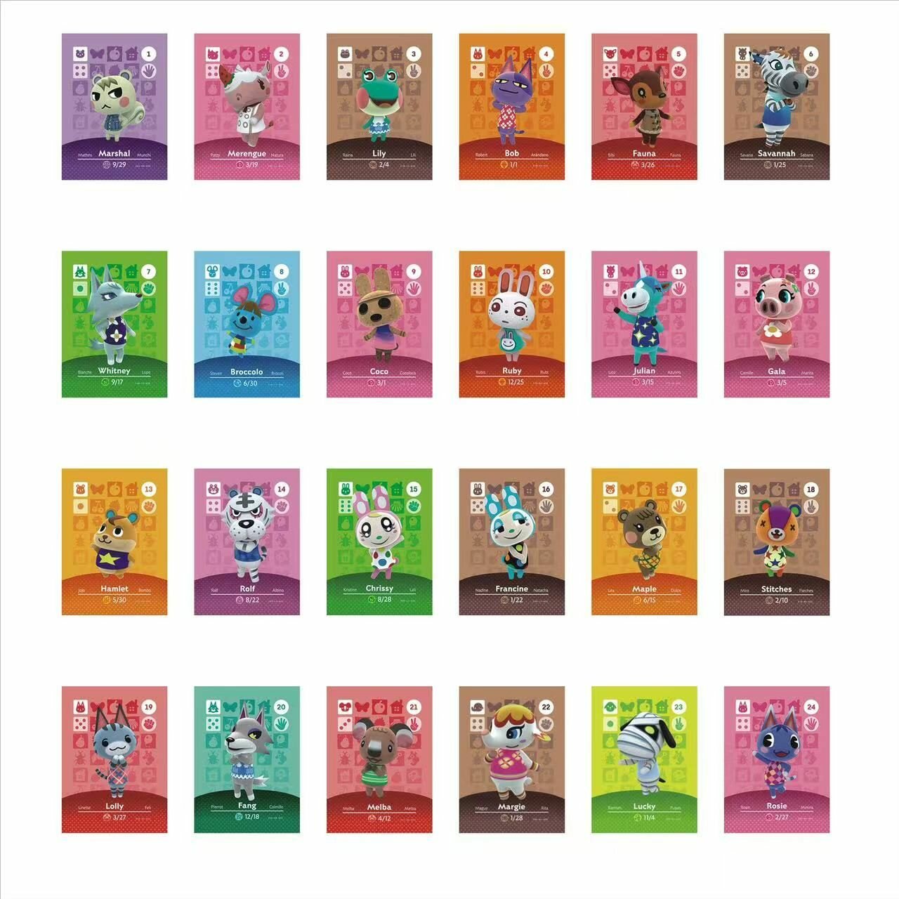 24шт NFC игровые карты тег для ACNH Animal Crossing New Horizons Villager Switch