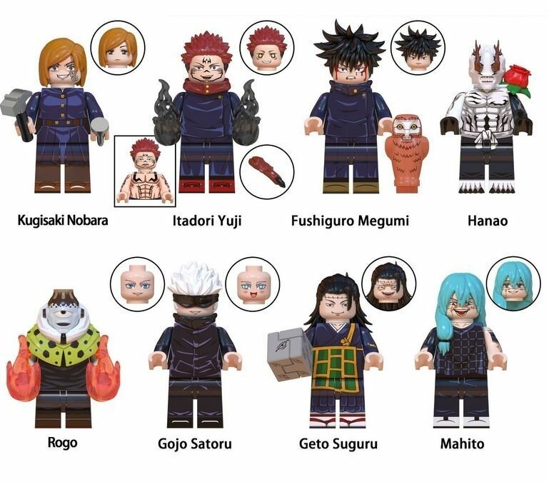 Набор минифигурки Магическая битва / Jujutsu Kaisen совместимы с легo конструкторами ,8шт (4.5см, пакет)/WM6139