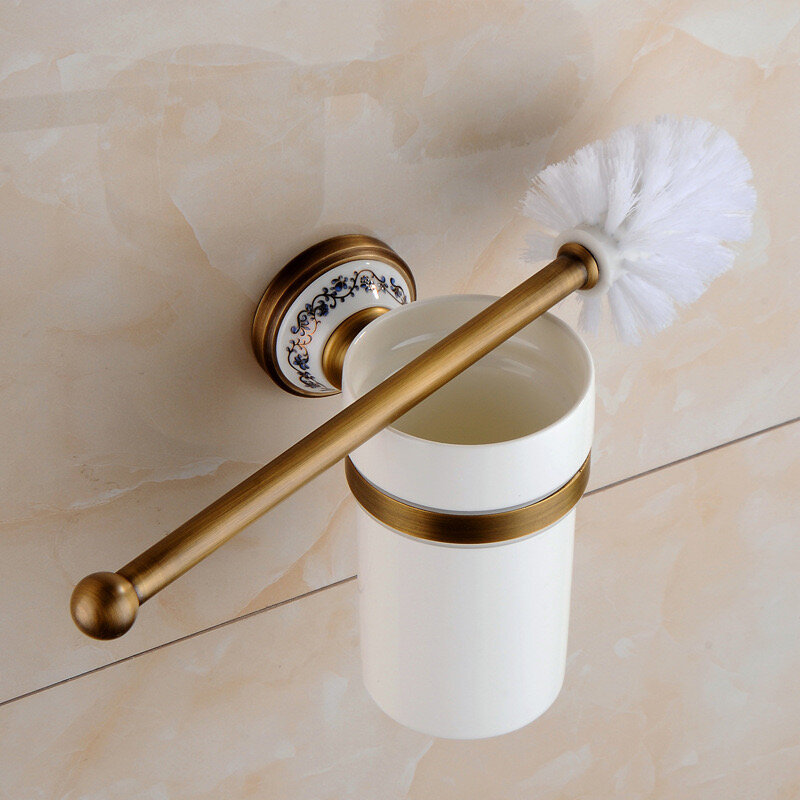 Набор аксессуаров для ванной из меди С узором под фаянс античная бронза туалетная щетка