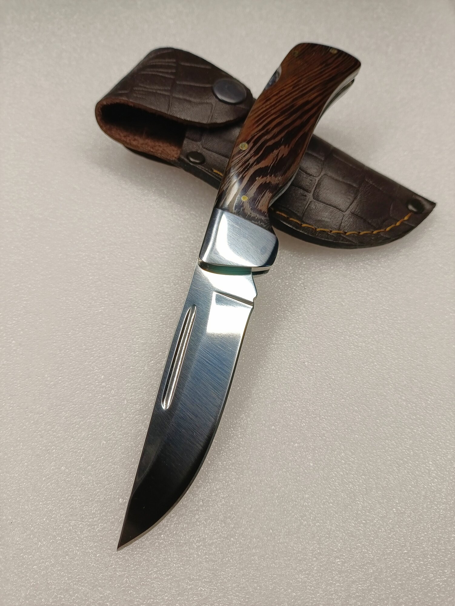 Нож складной Якут сталь 65x13 длина 21 см ручная работа ножны натуральная кожа в комплекте