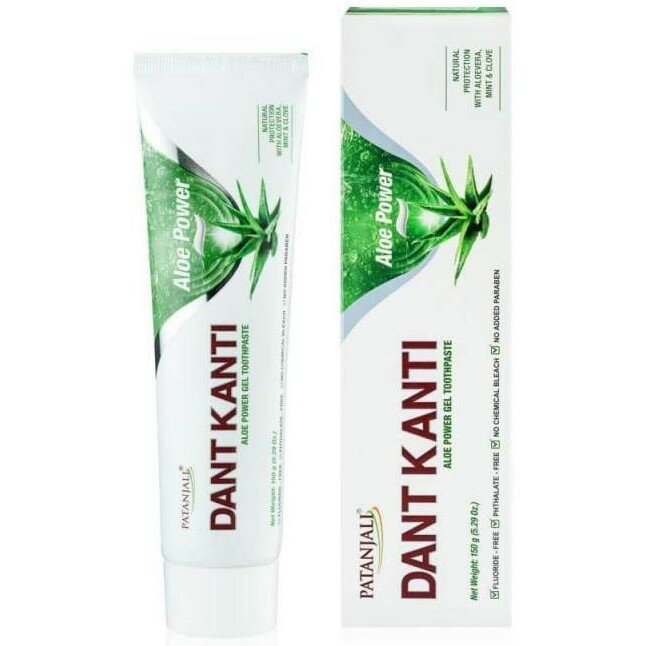 Зубная паста-гель Дант Канти Алое Вера Патанджали Toothpaste Patanjali Dant Kanti Aloe Vera 150 гр.