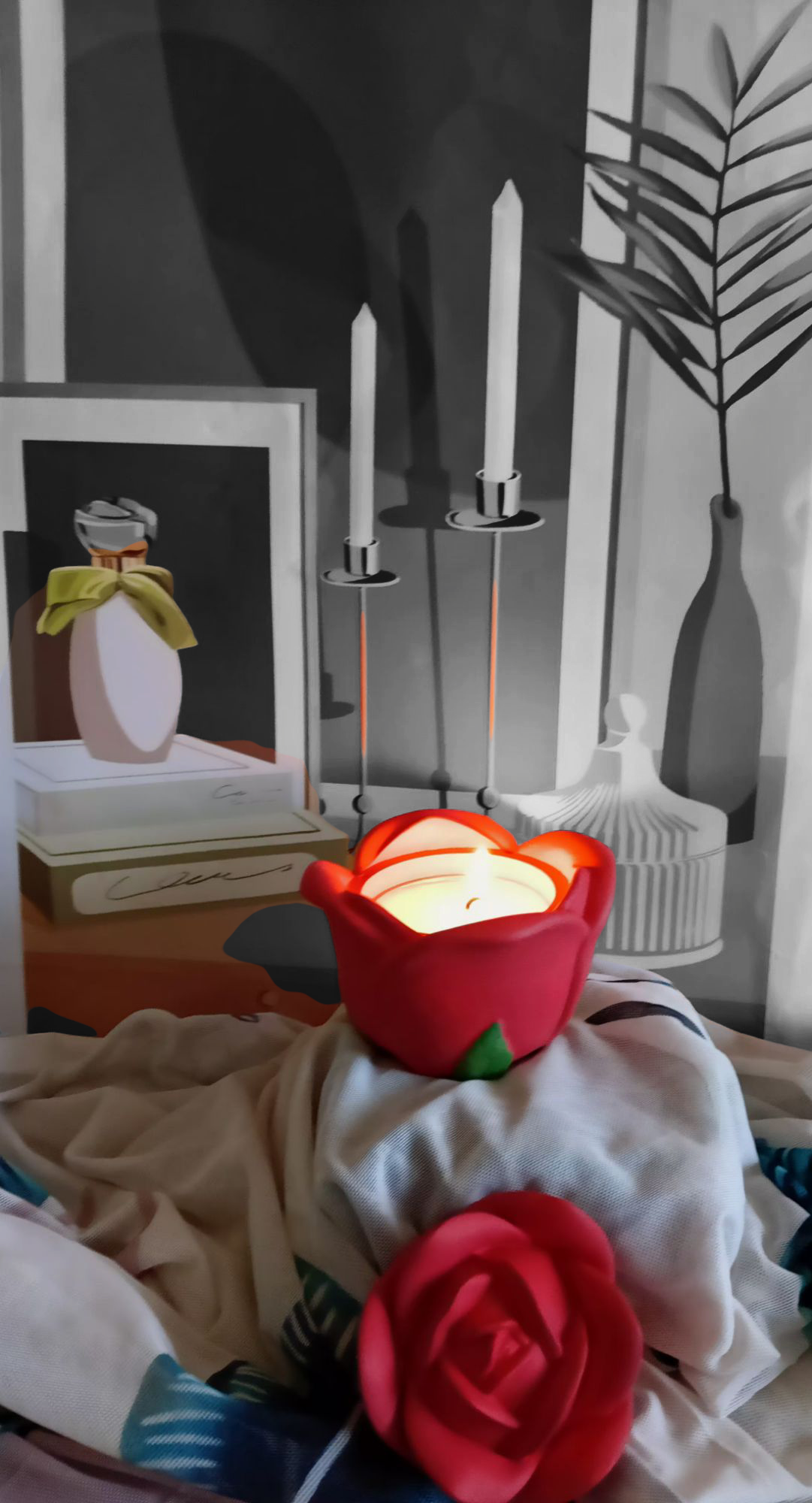 Свеча ароматическая в подсвечнике из гипса