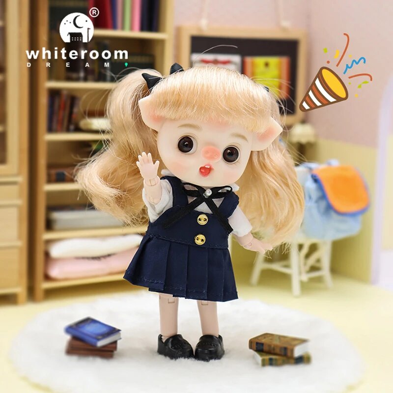 Ob11 BJD кукла для мальчиков со свиньей, мини-кукла с шариковым шарниром, аниме Obitsu11, одежда для девочек, детская игрушка, форма животного, подарок, Piggy little girl, Унисекс