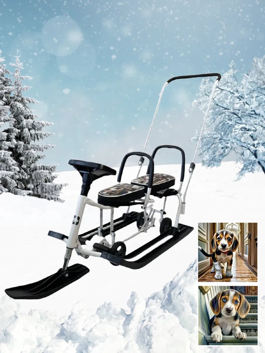 Снегокат барс TWINS "Baby Wheel", для двоих, металл, пластик, с колесами