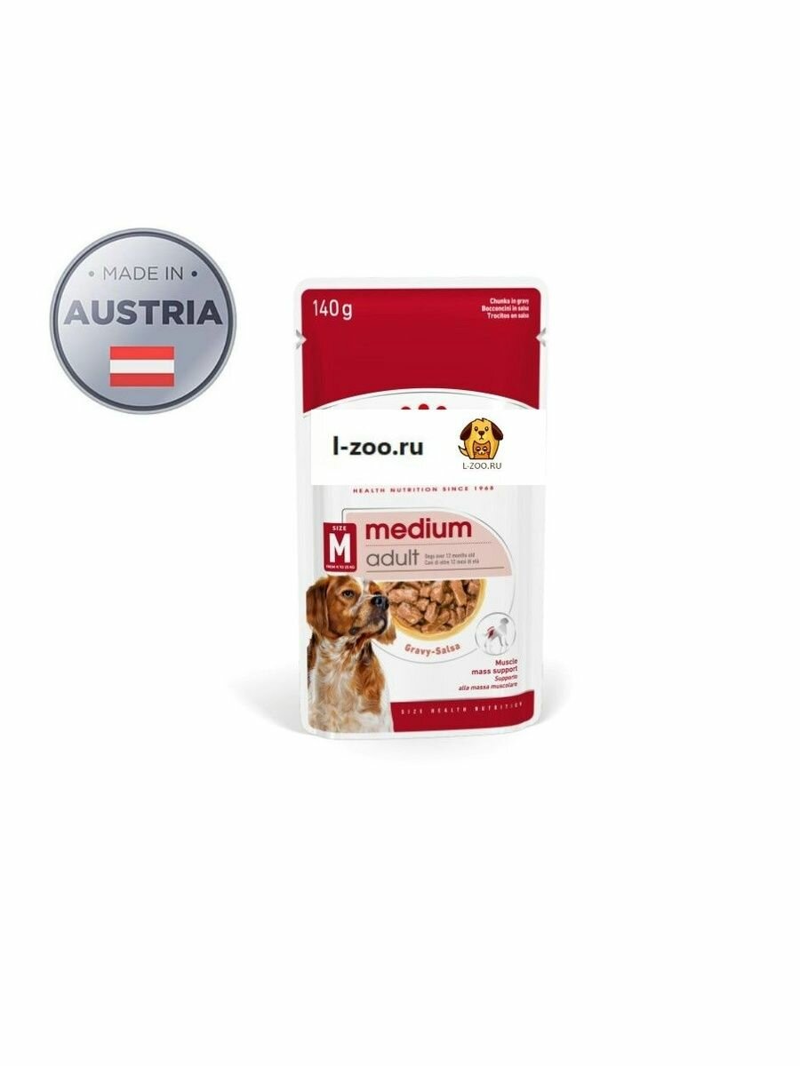 MEDIUM ADULT Корм консервированный полнорационный для взрослых собак средних размеров в возрасте от 12 месяцев. 140гр х10шт