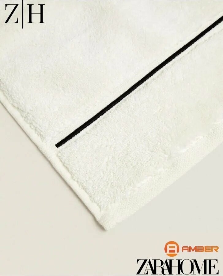 ZARA HOME Полотенце для ванной Банное полотенце, Вата, 50x90 см, белый, черный, 1 шт.