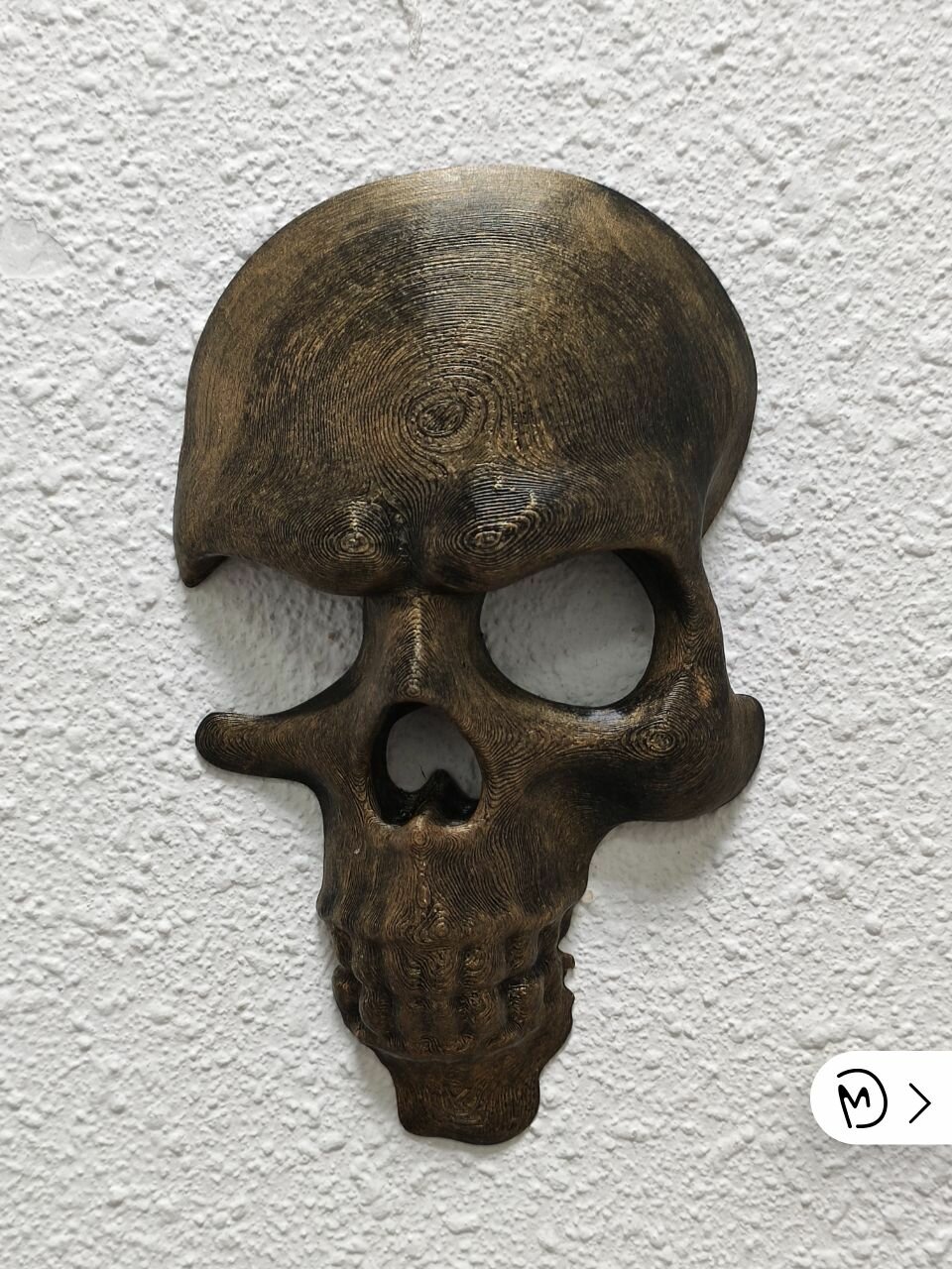Статуэтка барельеф - череп в стене №7 бронза