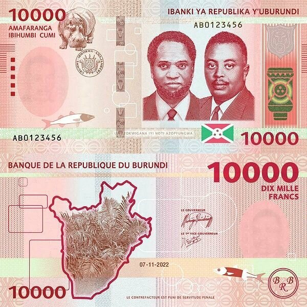 Бурунди 10000 франков 2022 Общие сведения о Бурунди UNC