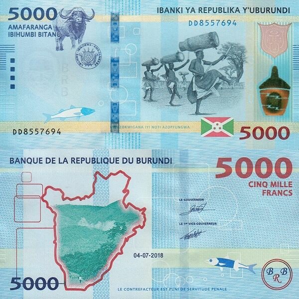 Бурунди 5000 франков 2018-2022 Общие сведения о Бурунди UNC