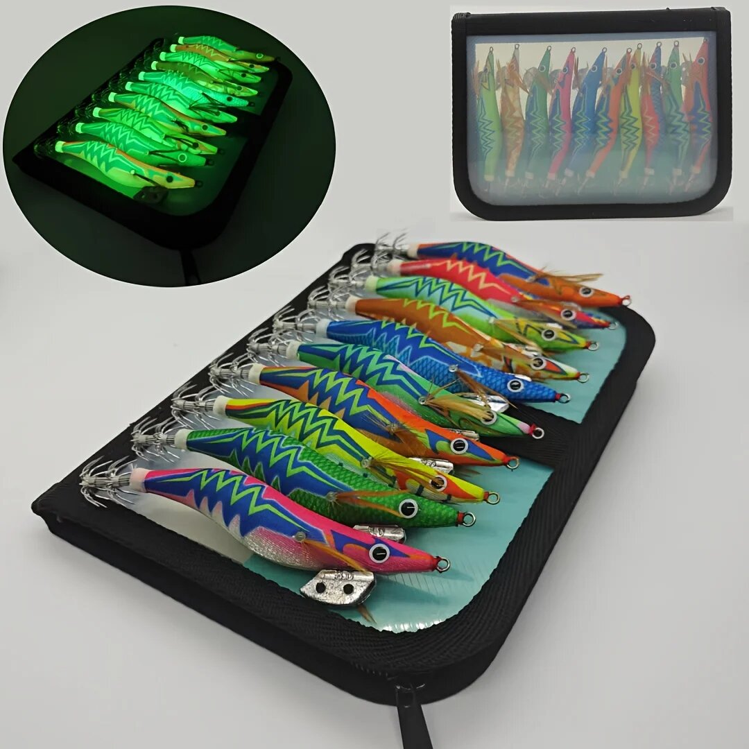 Светящиеся деревянные креветки для ловли кальмара 3.0(M)