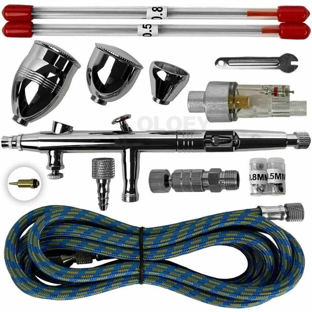 Аэрограф "Спутник-3" Универсал + комплект (шланг, 3 сопла, 3 иглы, фильтр)