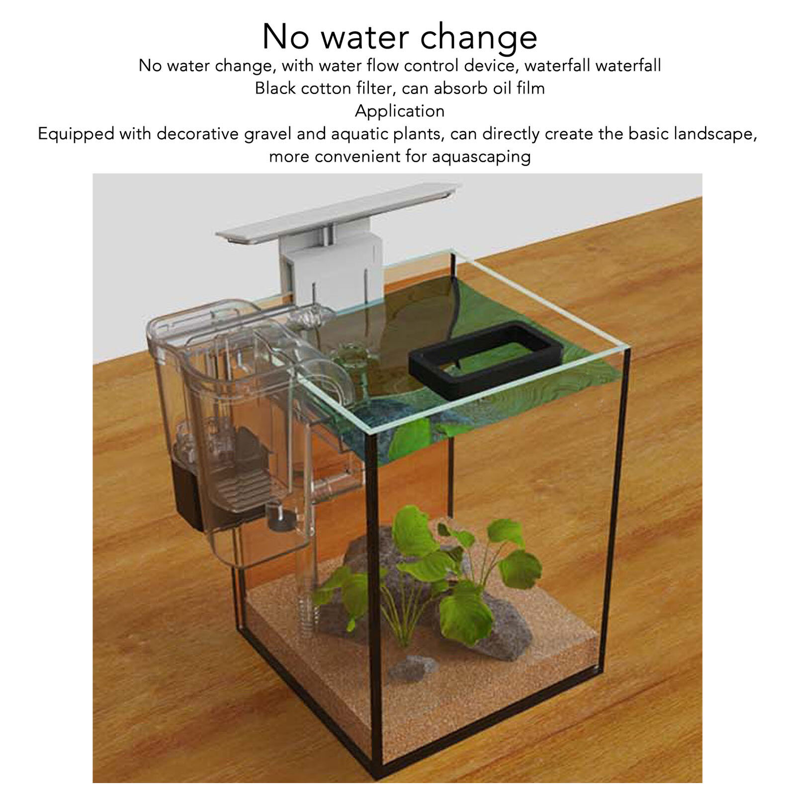 Стеклянный аквариумный комплект, светодиодный зажим, безопасный, бесшумный, черный, хлопок, фильтрация, бесплатная замена воды, небольшой аквариум для украшения, вилка европейского стандарта, 220 В.