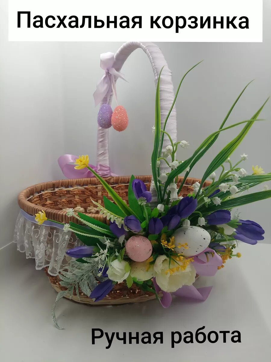 Корзина для Пасхи и яиц интерьерная