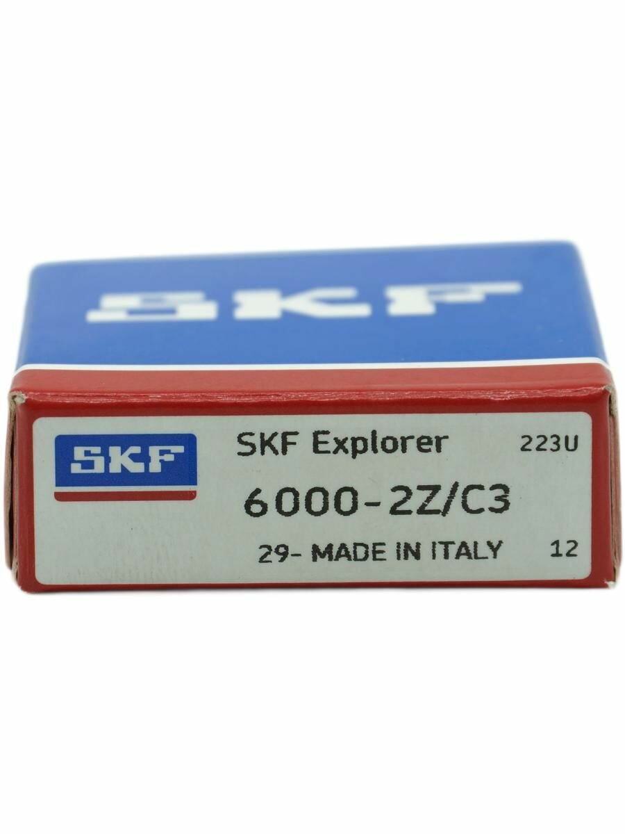 Подшипник шариковый радиальный SKF 6000-2Z/C3 (размер 10x26x8), закрытый металлом высокоскоростной с тепловым зазором для электроинструмента и микродвигателей — фото 1