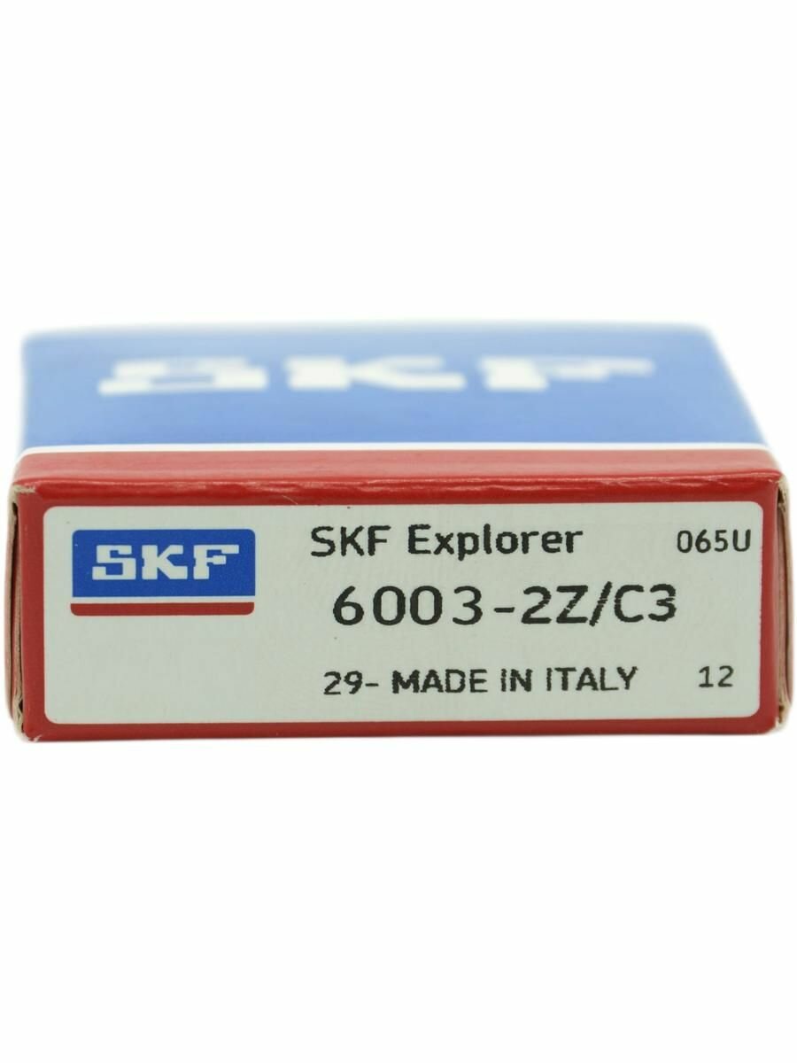Подшипник шариковый 6003-2Z/C3 SKF 17х35х10 мм металлические шайбы с тепловым зазором высокооборотистый (1 шт.) — фото 1