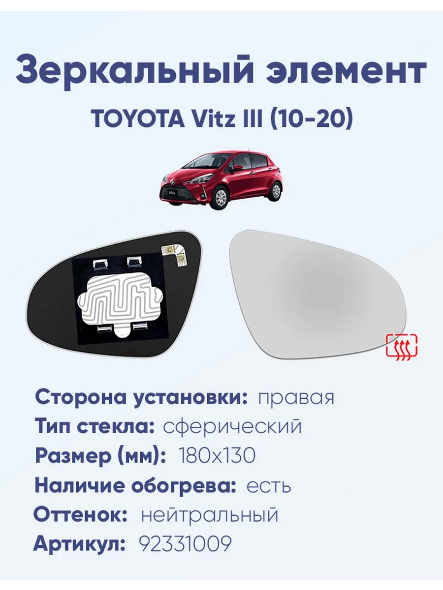 Зеркальный элемент правый TOYOTA Vitz III (10-20)A92331009